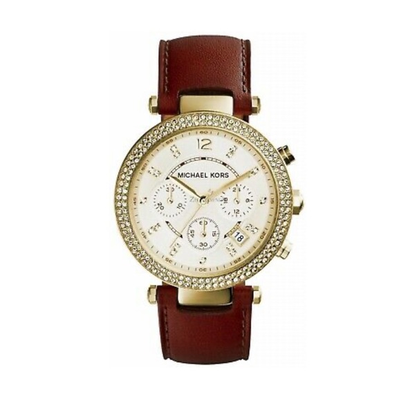 Michael Kors | Accessories | Michael Kors Parker Gold Chronograph Brown ...